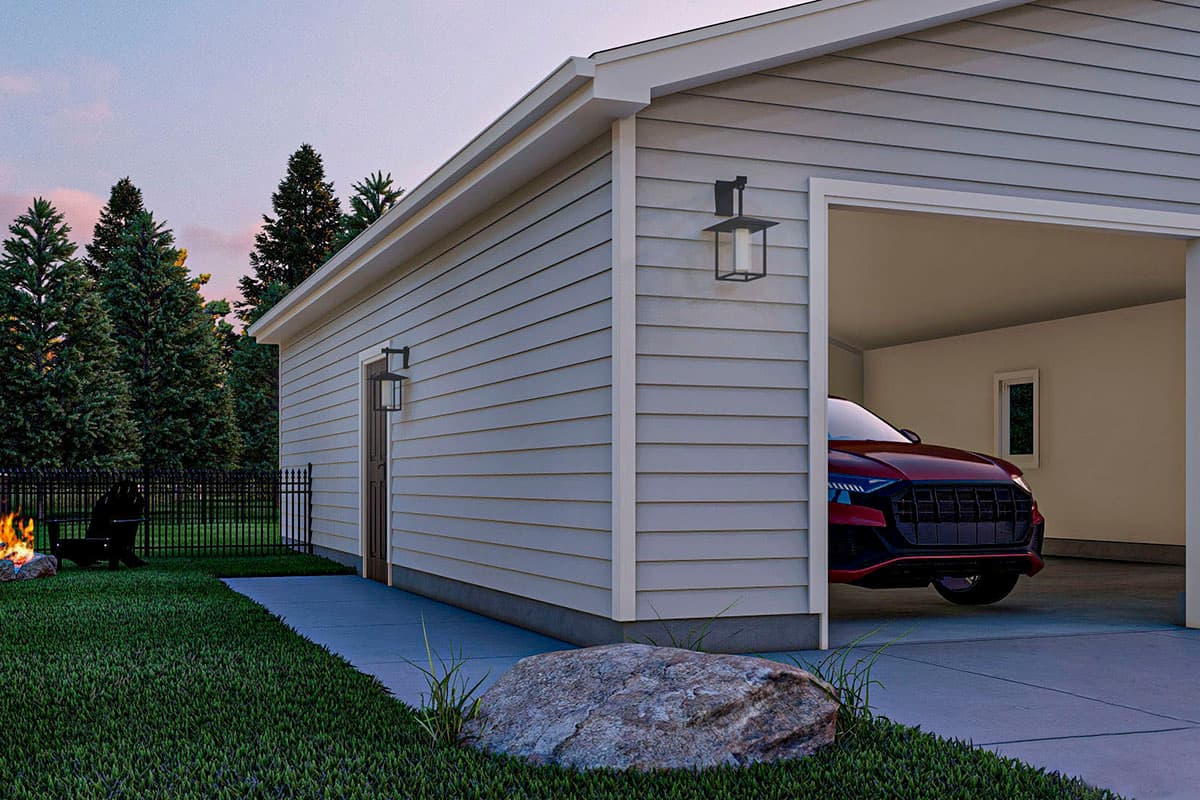 Plan 623127DJ: Extra Deep Detached 2-Car Garage with Matching 9' by 8 ...