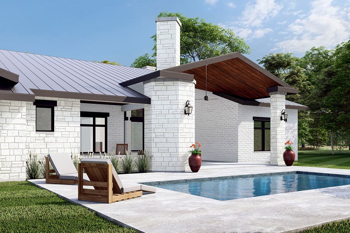 Plan 36671TX: 3000 Square Foot Mid-Century Modern House Plan with ...