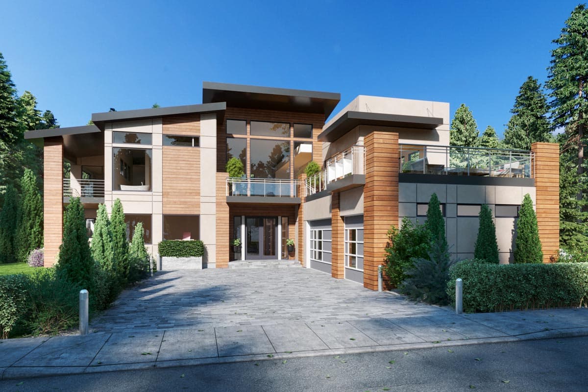 Plan 666192RAF: Over 5,000 Square Foot Contemporary Home Plan with Roof ...