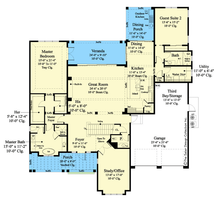 Plan 340119STR: 3643 Square Foot New American House Plan with 4 Bedroom ...
