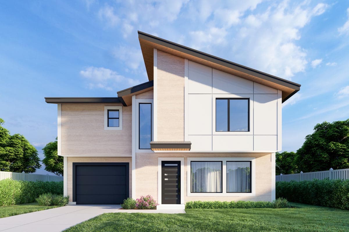 Plan 267015SPK: 1112 Square Foot 3-Bed Modern House Plan with 1-Car Garage