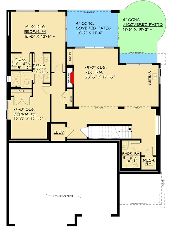 Plan 666203RAF: 5-Bed Contemporary Home Plan with Elevator and Walkout ...