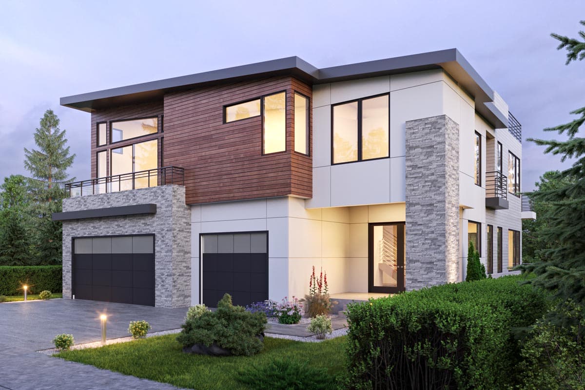 Plan 666203RAF: 5-Bed Contemporary Home Plan with Elevator and Walkout ...