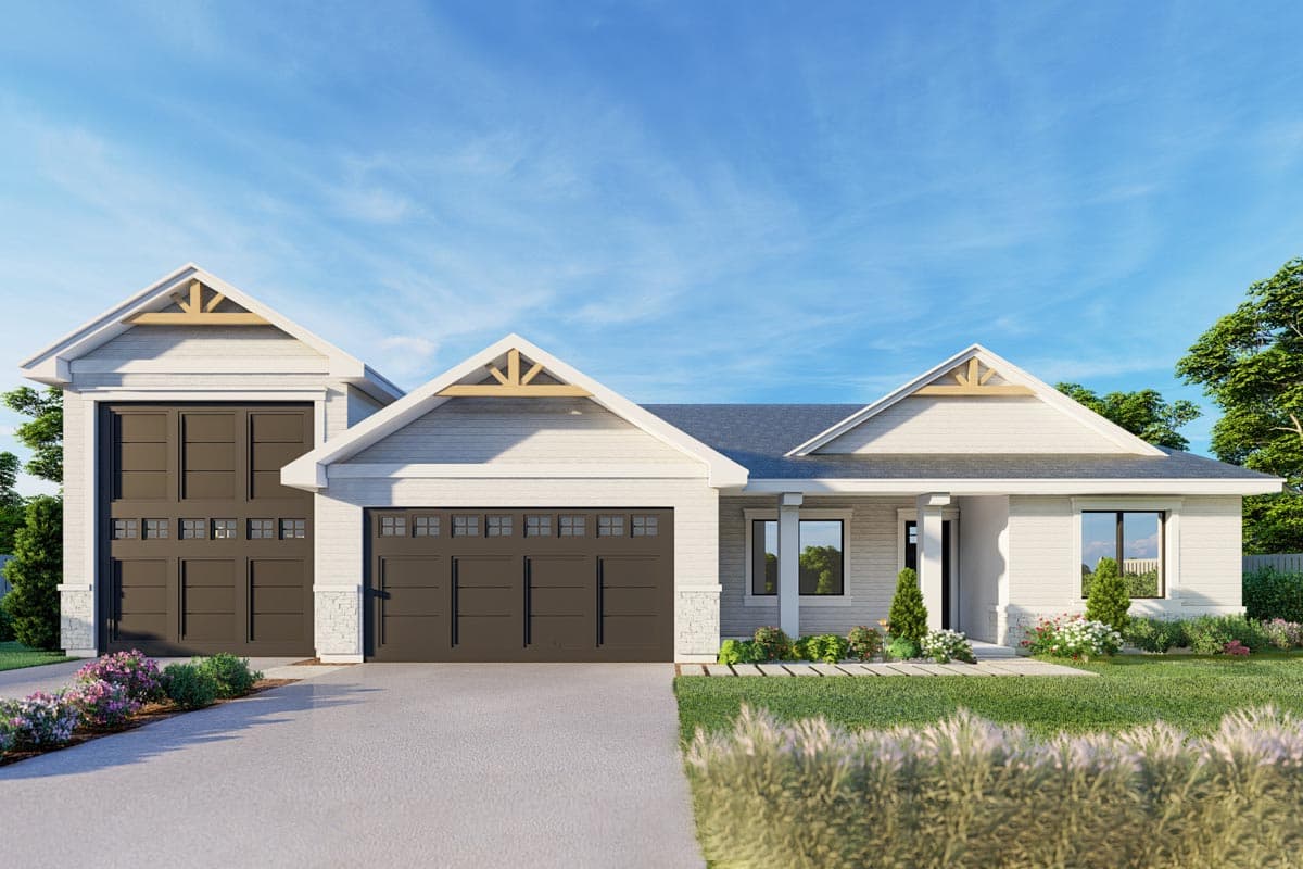 Plan 267026SPK: Craftsman Ranch Plan with RV Bay