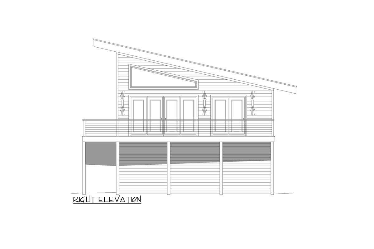 Plan 680154VR: 706 Square Foot Modern ADU with Wraparound Deck