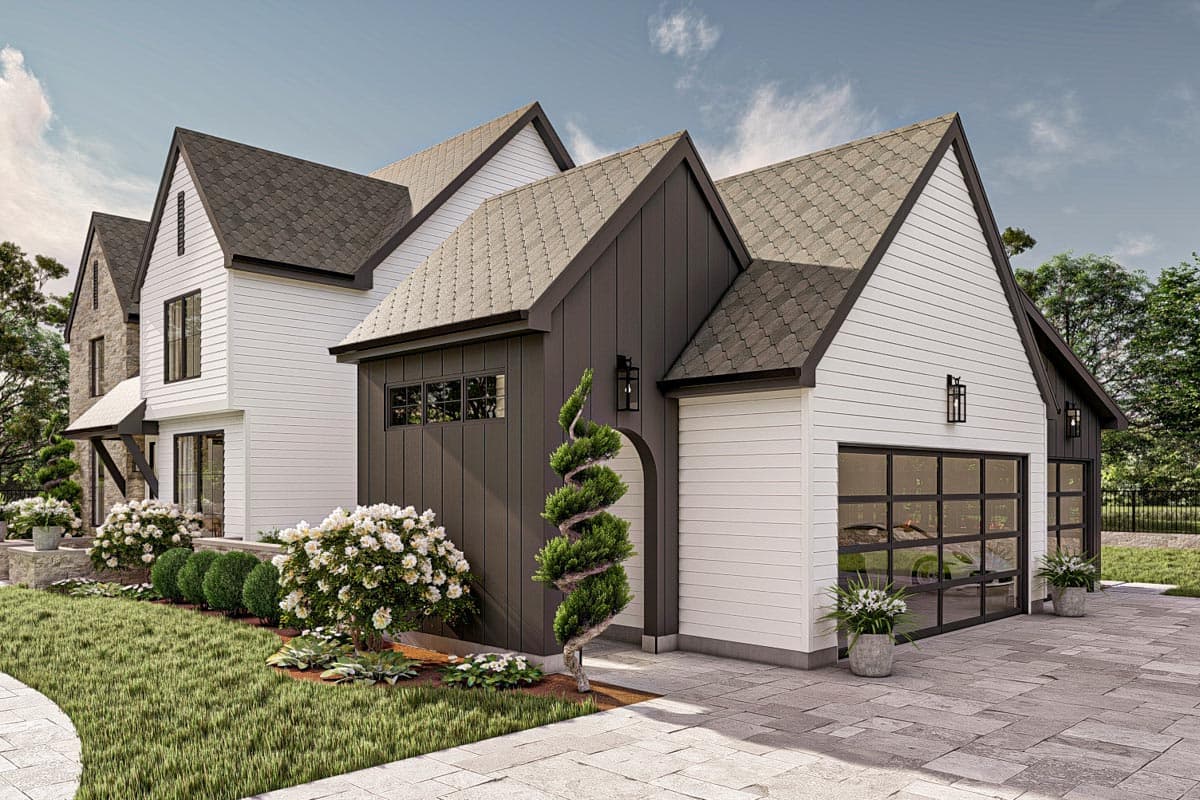 Plan 623282DJ: 2790 Square Foot Modern Cottage with All 4 Bedrooms Upstairs