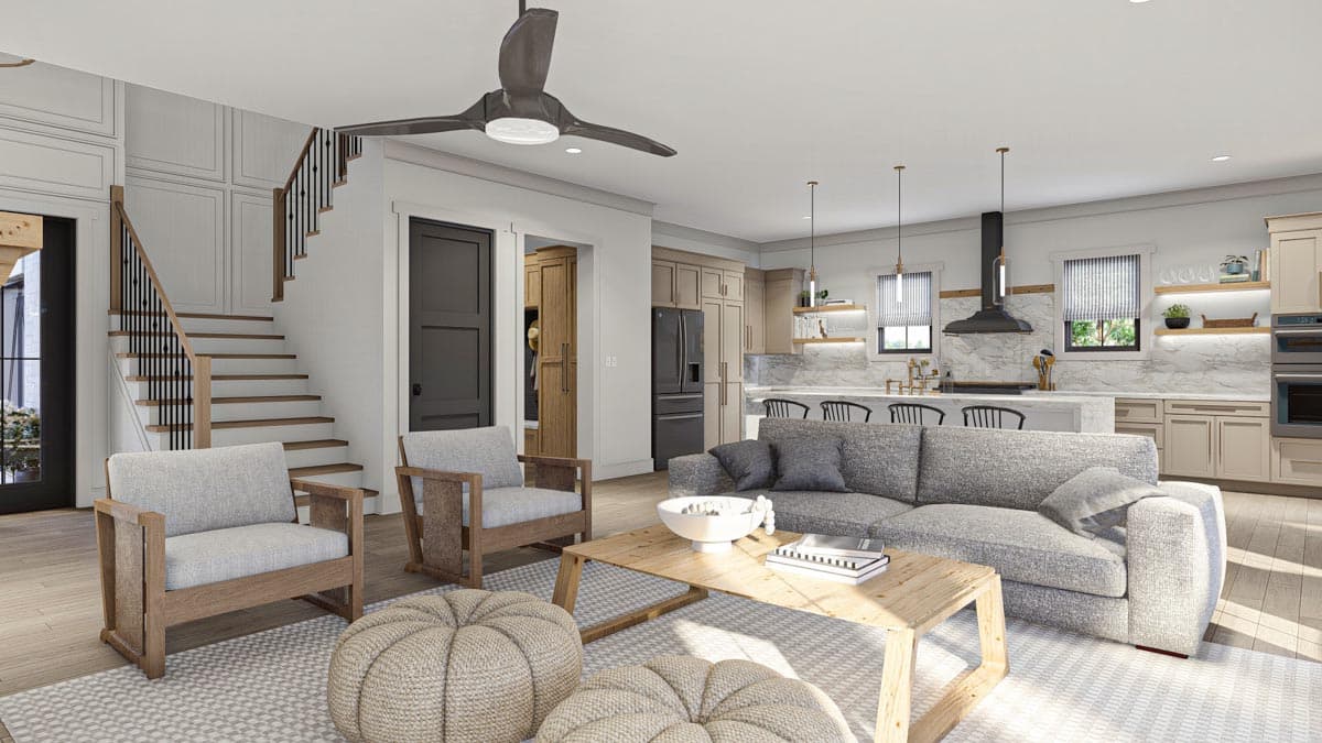 Plan 623286DJ: 2-Story Transitional Home Plan with Large Media Room Above