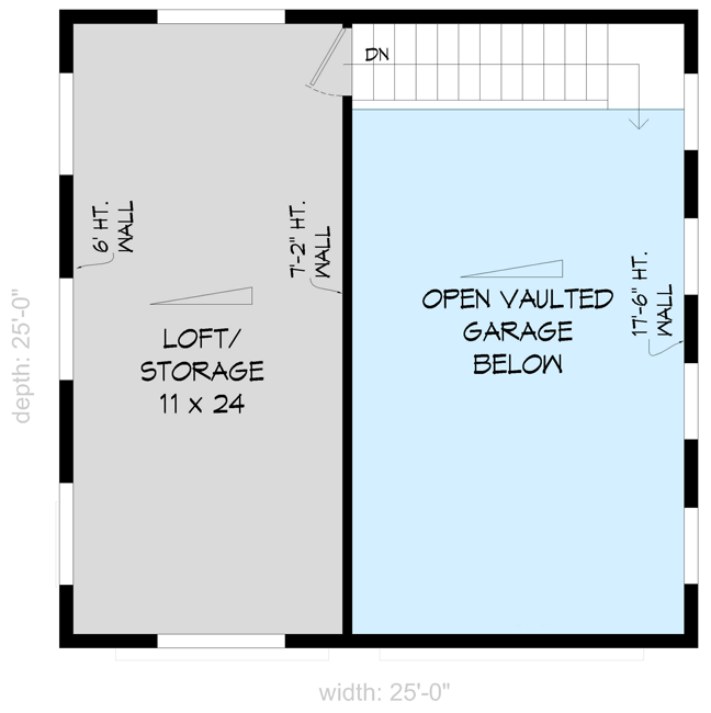 Plan 680270VR: 625 Square Foot Life-Friendly 2-Car Garage with Loft ...