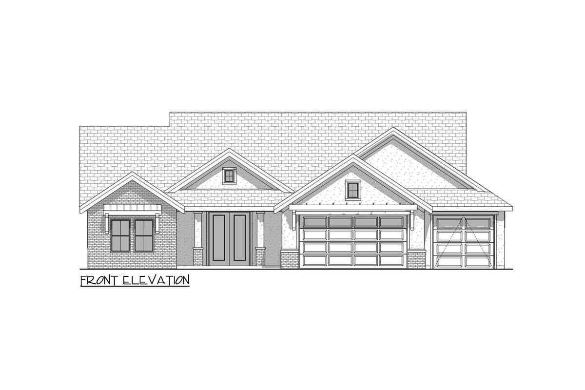 Plan 580091DFT: 3-Bed Craftsman Style Home Plan with Clustered Beds and ...