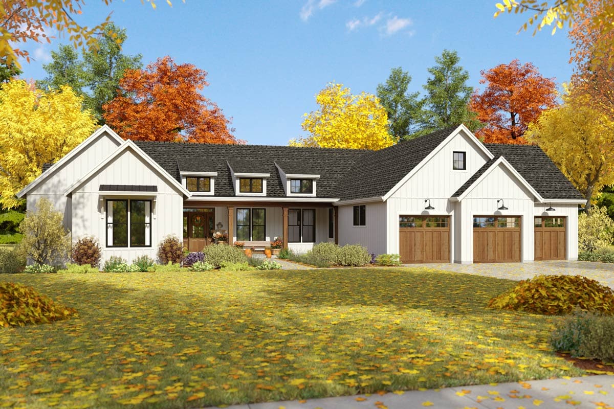 Plan 69849AM: 4 Bed Modern Farmhouse Plan with Split Bedrooms and Large ...
