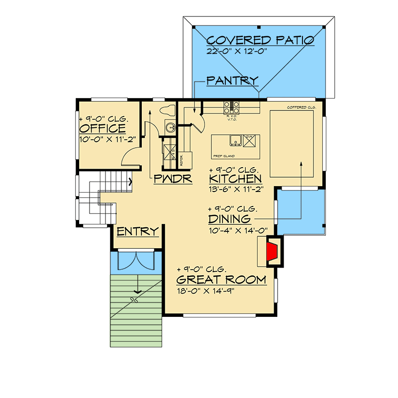 Plan 666269RAF: Two-Story Contemporary House Plan with Home Office ...
