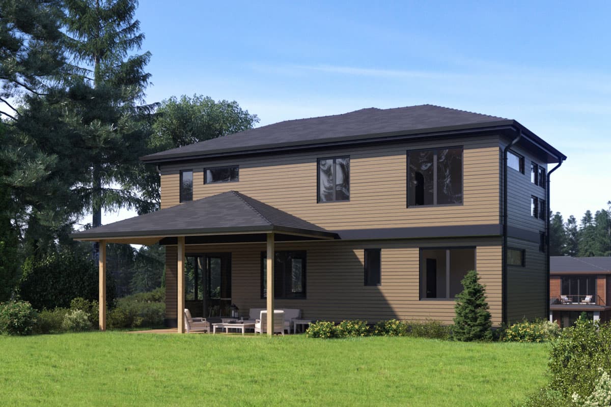 Plan 666269RAF: Two-Story Contemporary House Plan with Home Office ...