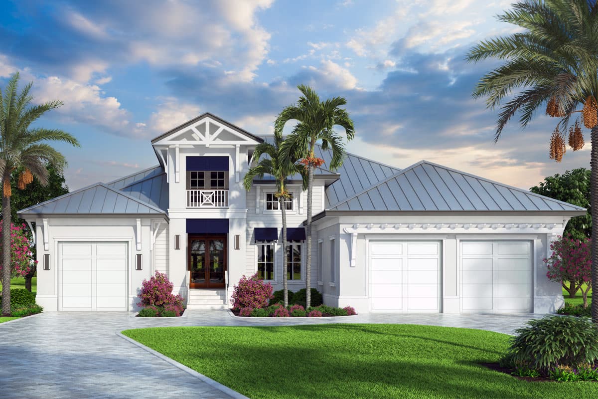 Plan 86150BW: 4-Beds Contemporary Coastal Home Plan with with Split ...