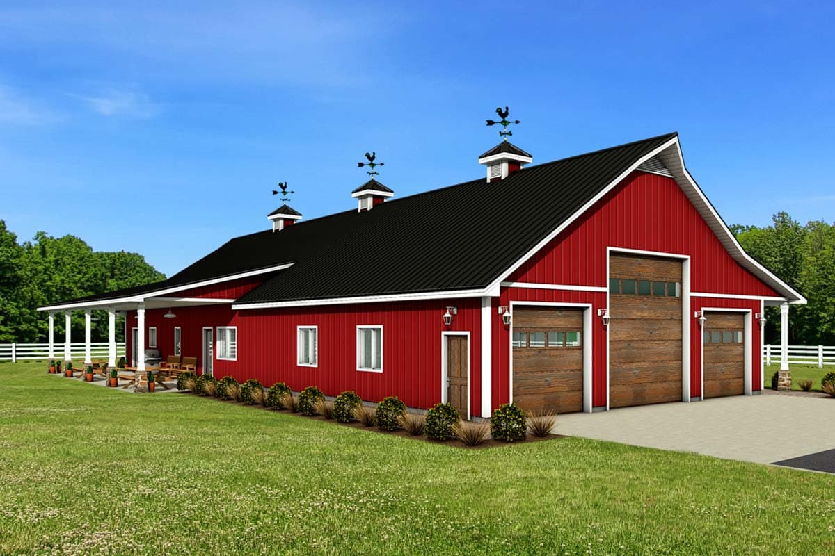 Plan 225005RBS: Barndominium-Style House Plan with Vaulted RV Garage ...