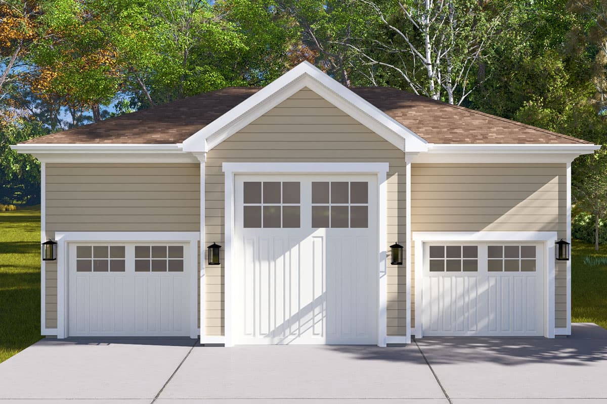 Plan 61511UT: Traditional 3-Car Garage with Workshop - 954 Sq Ft