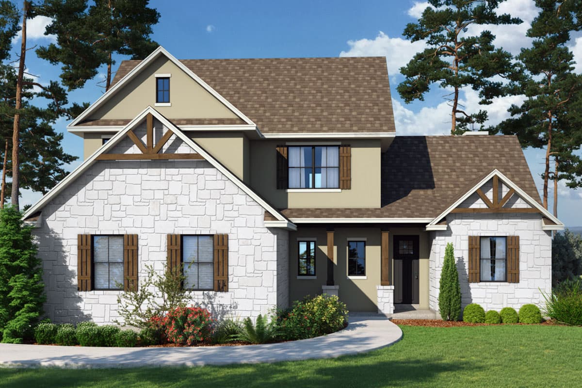 Plan 264180KMD: Two-Story Craftsman House Plan with Home Office - 2706 ...