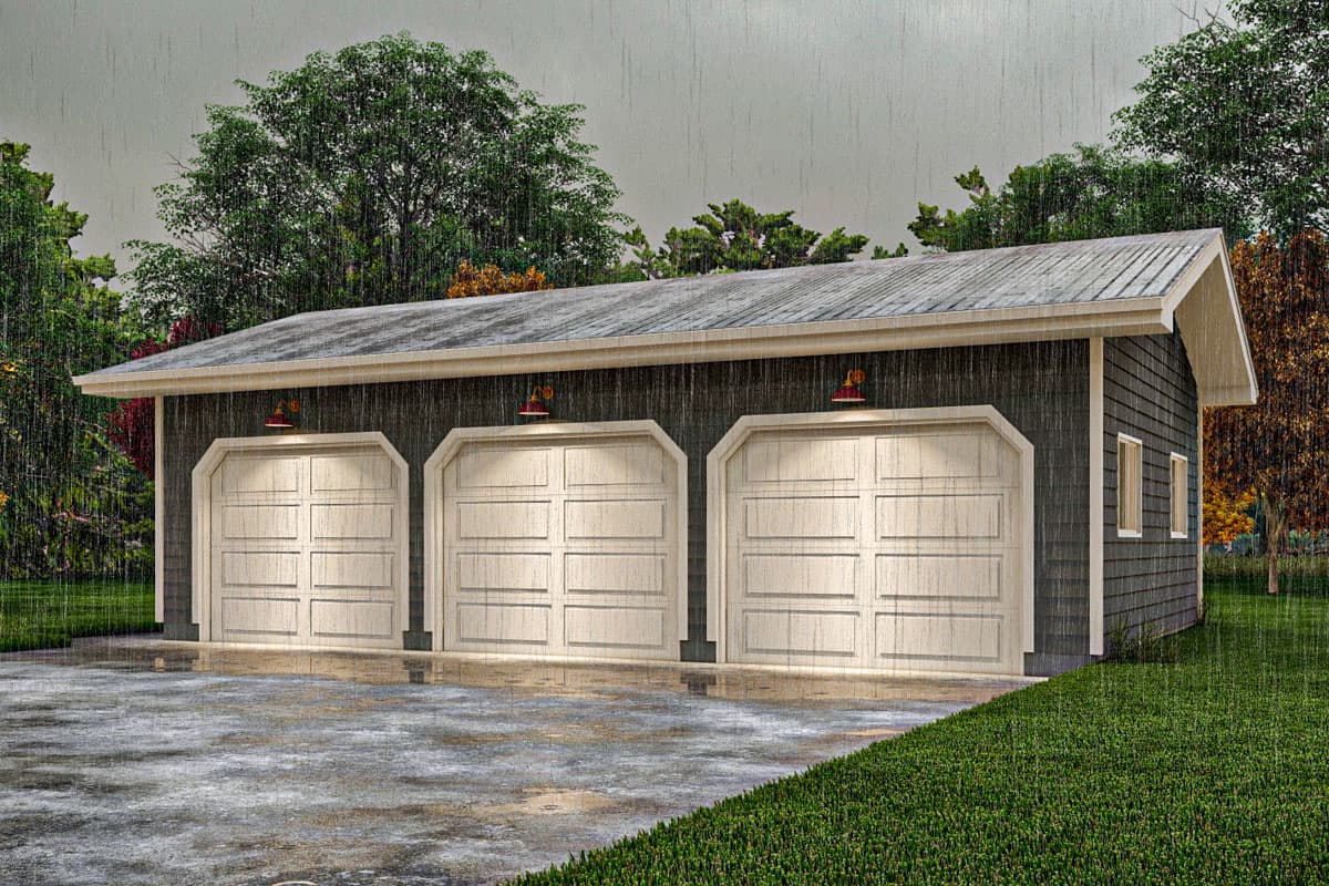 Plan 623379DJ: Detached Garage with 3 9x7 Overhead Doors - 680 Sq Ft