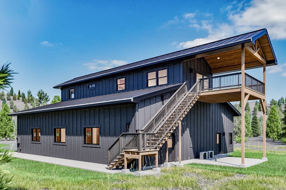 Plan 307703RAD: RV-Friendly Barndominium with Stick Framing and Living ...