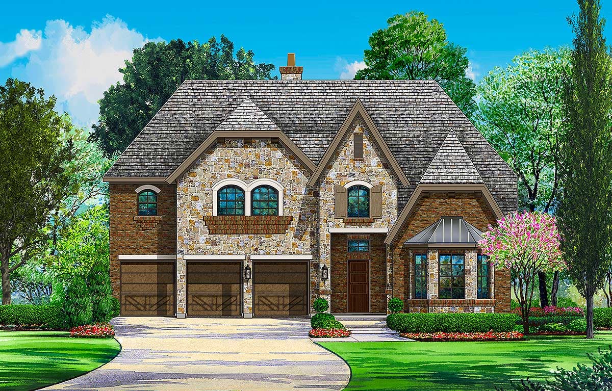 Plan 36482TX: Clipped Gable 5 Bedroom Manor