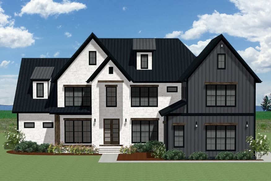 Plan 46523LA: 5-Bed Transitional House Plan with Stacked Porches in ...