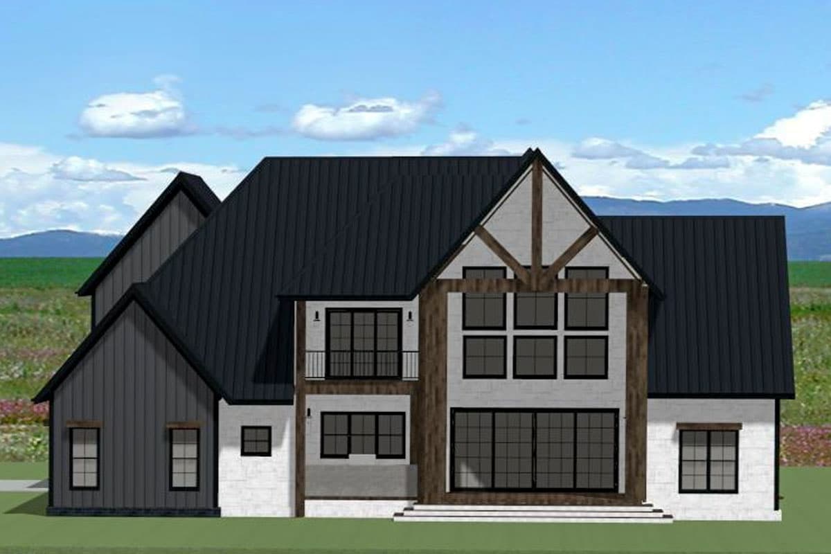 Plan 46523LA: 5-Bed Transitional House Plan with Stacked Porches in ...