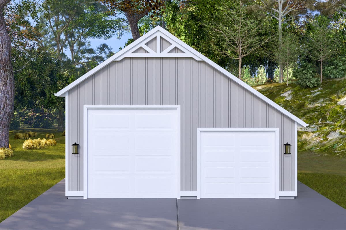 Plan 61538UT: Traditional 2-Car Garage with RV Garage Bay- 901 Sq Ft
