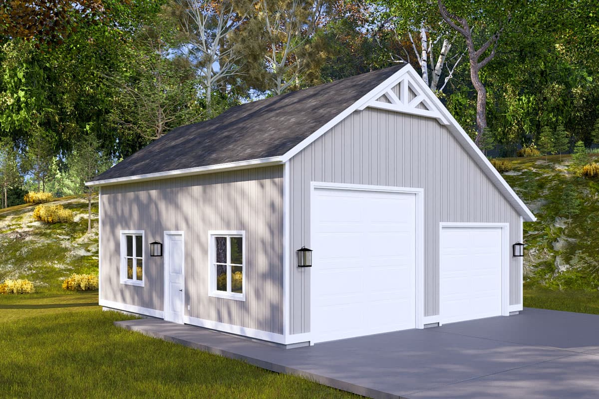 Plan 61538UT: Traditional 2-Car Garage with RV Garage Bay- 901 Sq Ft
