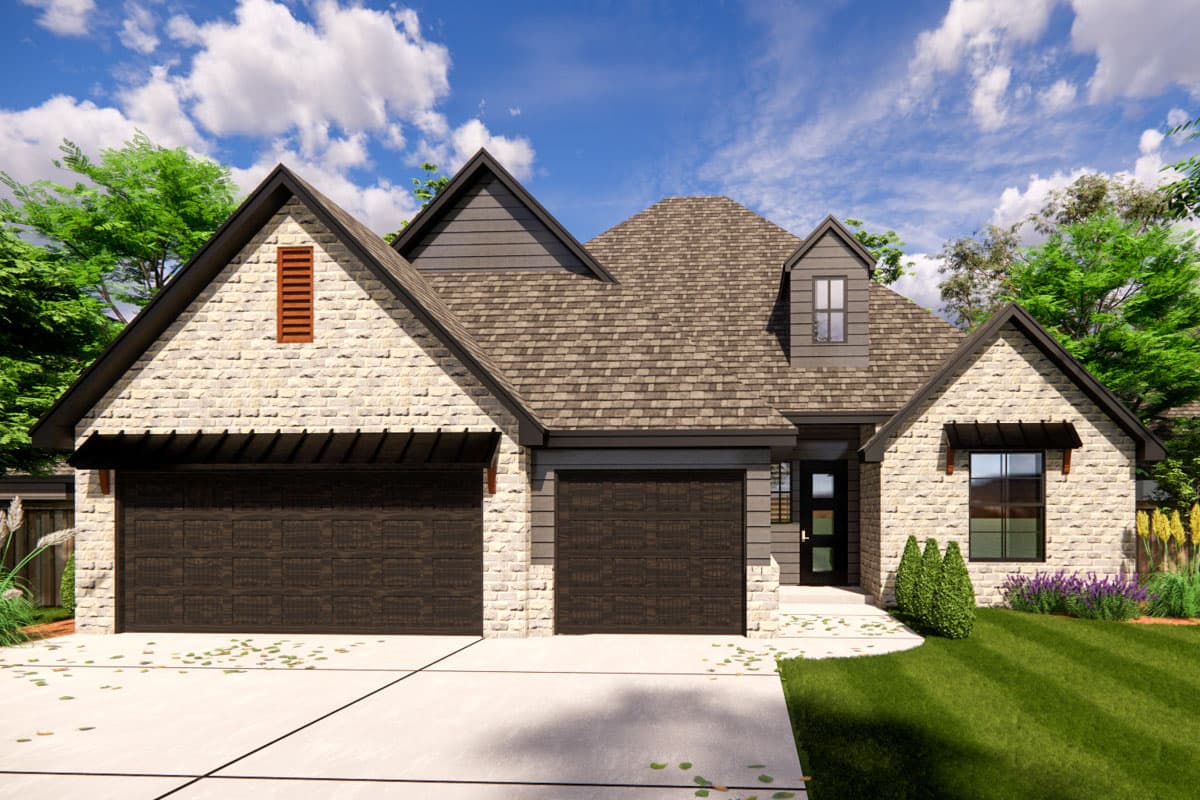 Plan 421567CHD: 3-Bed Traditional House Plan with Study Flex Area ...