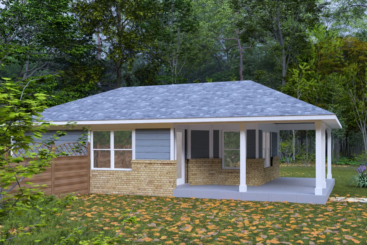 Plan 461046DNN: 1-Bedroom Traditional ADU House Plan Under 625 Sq Ft