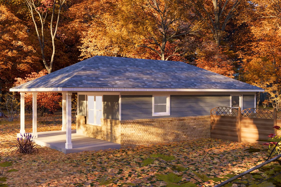 Plan 461046DNN: 1-Bedroom Traditional ADU House Plan Under 625 Sq Ft