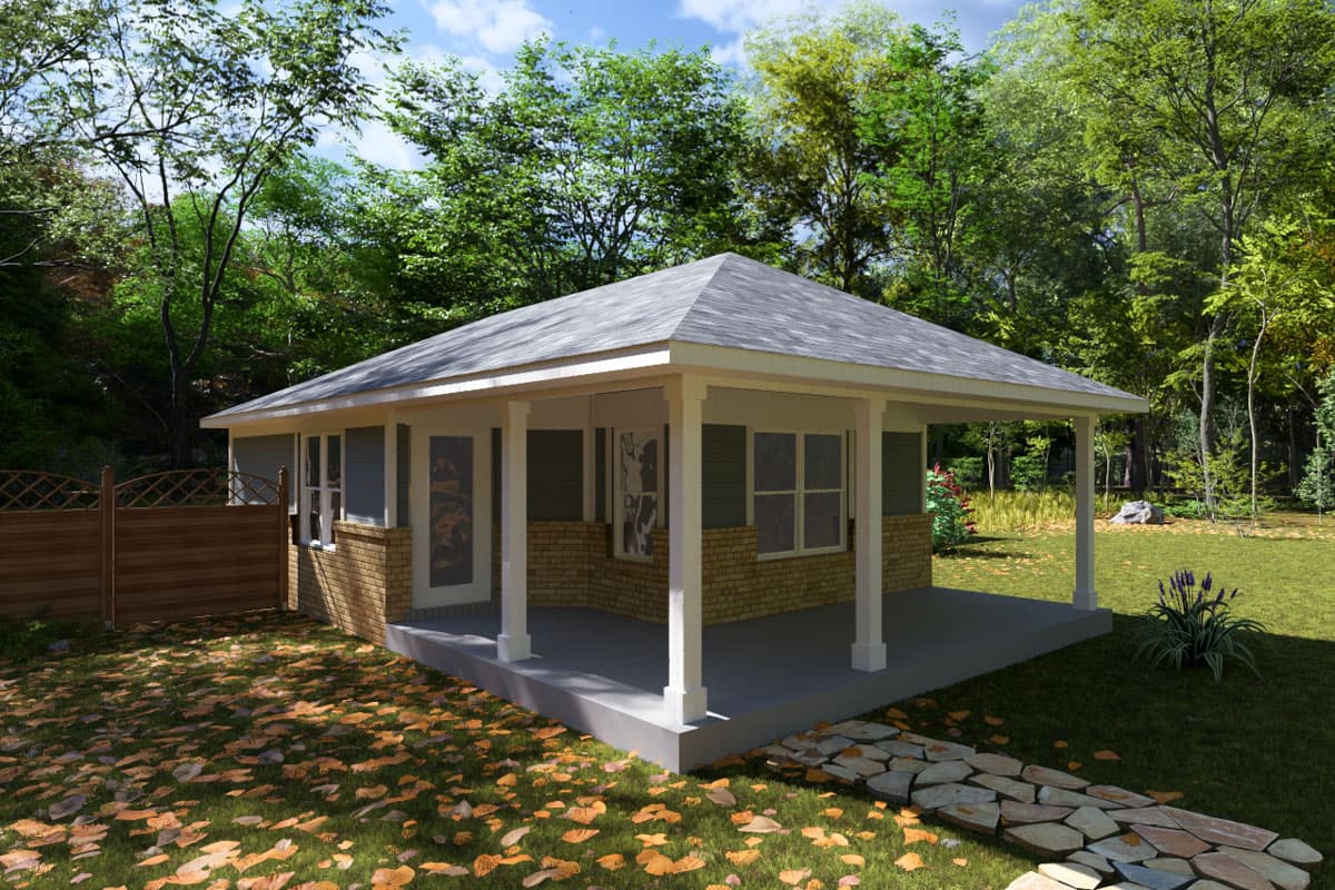 Plan 461046DNN: 1-Bedroom Traditional ADU House Plan Under 625 Sq Ft
