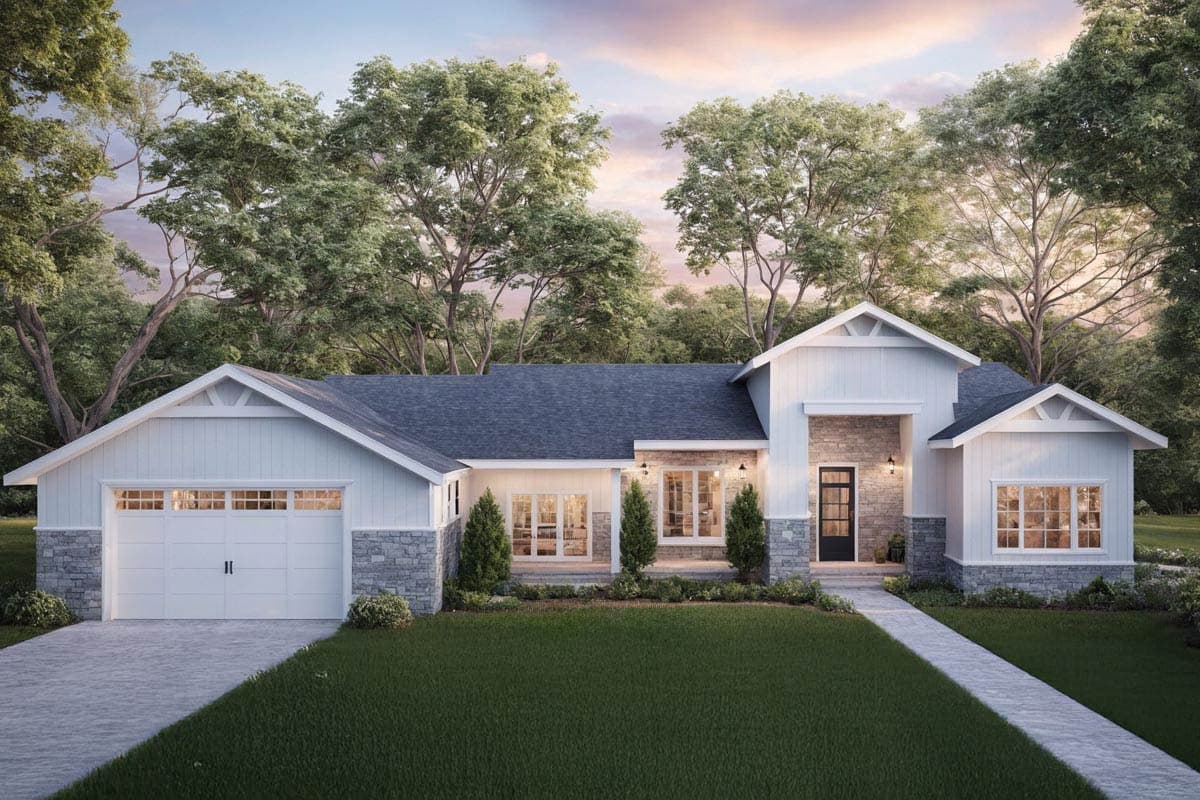 Plan 833020WAT: Contemporary Ranch House Plan with Open Concept Living ...