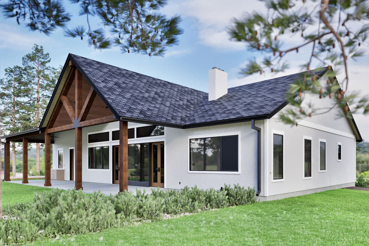 Plan 307736RAD: Single-Story Mountain House Plan with Outdoor Kitchen ...