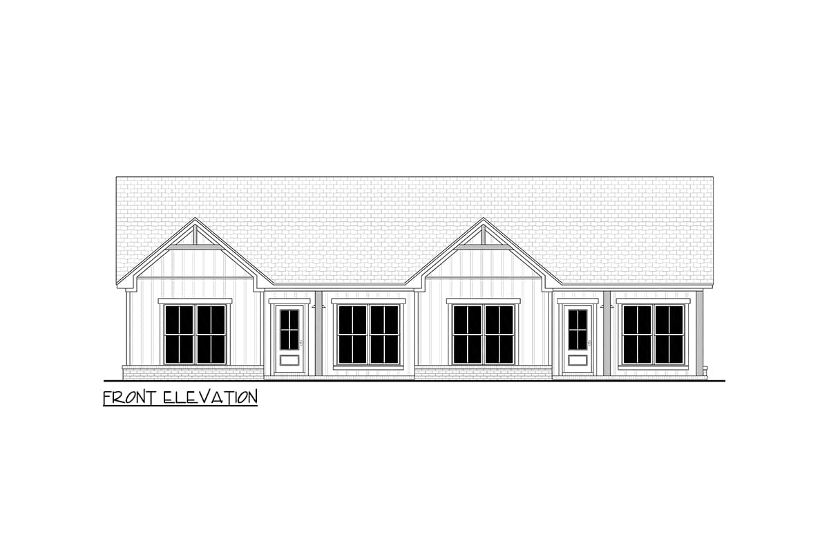 Plan 51991HZ: Single-Story Multi-Family Farmhouse Plan with 2-Bed Units ...