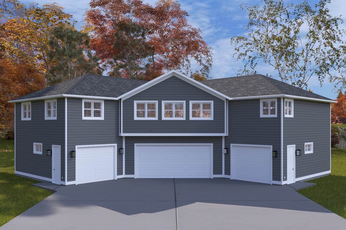 Plan 61595UT: Versatile 2-Bed ADU with Oversized 4-Car Garage and ...