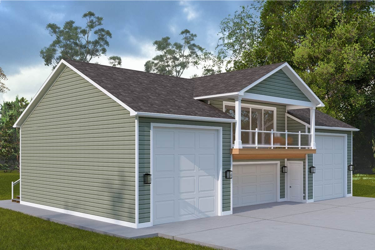 Plan 61599UT: Two-Story Garage Plan with Second Level Flex Space and 2 ...