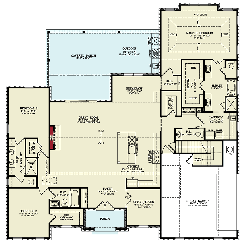 Plan 12337JL: 1-Story French Country House Plan with Bonus Room Over ...