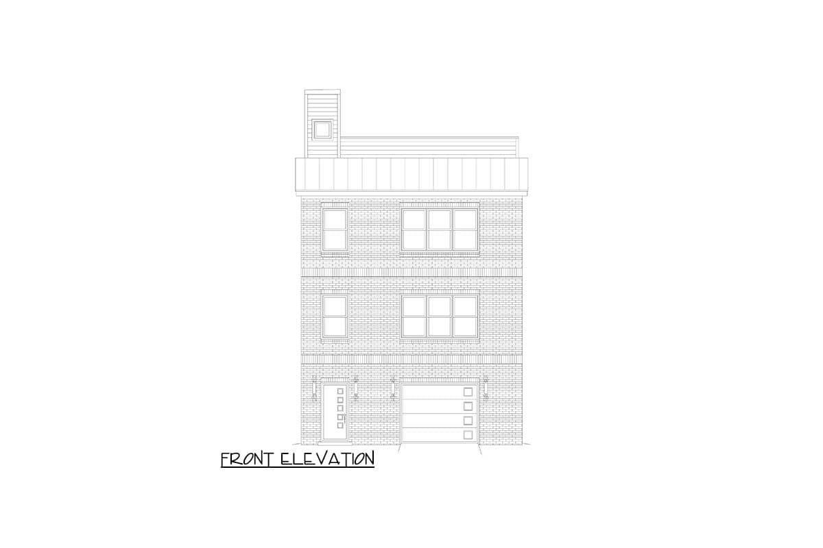 Plan 680539VR: 3-Bed Modern Infill House Plan with Rooftop Deck - 2000 ...