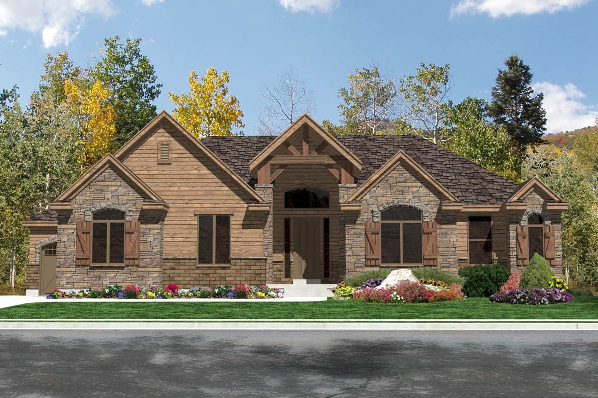 Plan 910098WHD: Two-Story Rustic Hill Country House Plan with Clustered ...