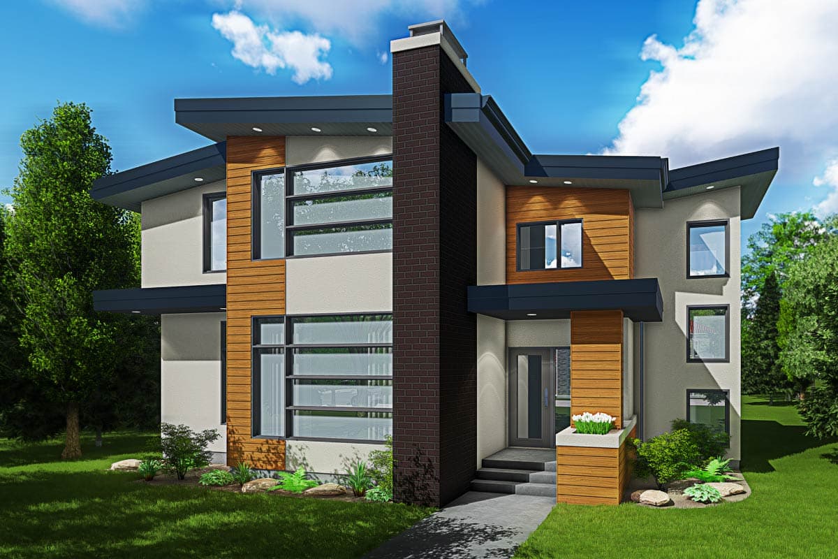 Plan 81869AB: Modern Sloped-Roof Home with Expansive Great Room and ...