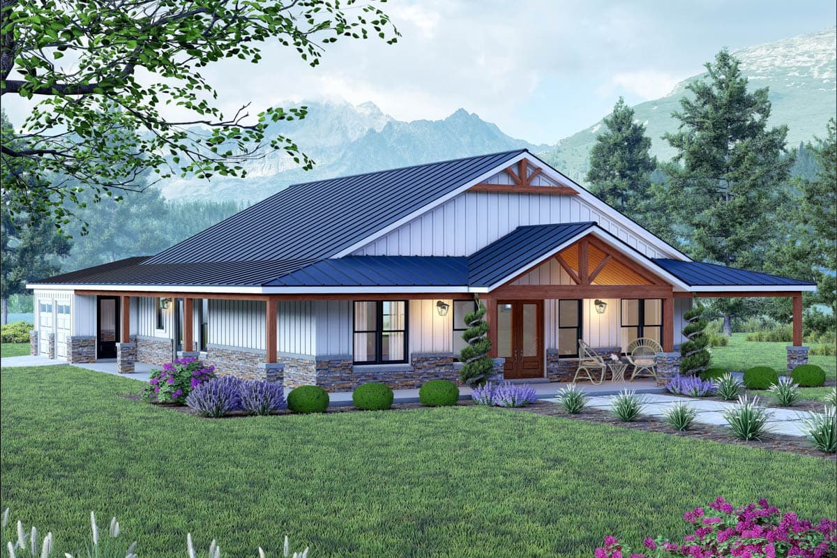 Plan 680565VR: 4-Bed Barndominium-Style Modern Farmhouse Plan with ...