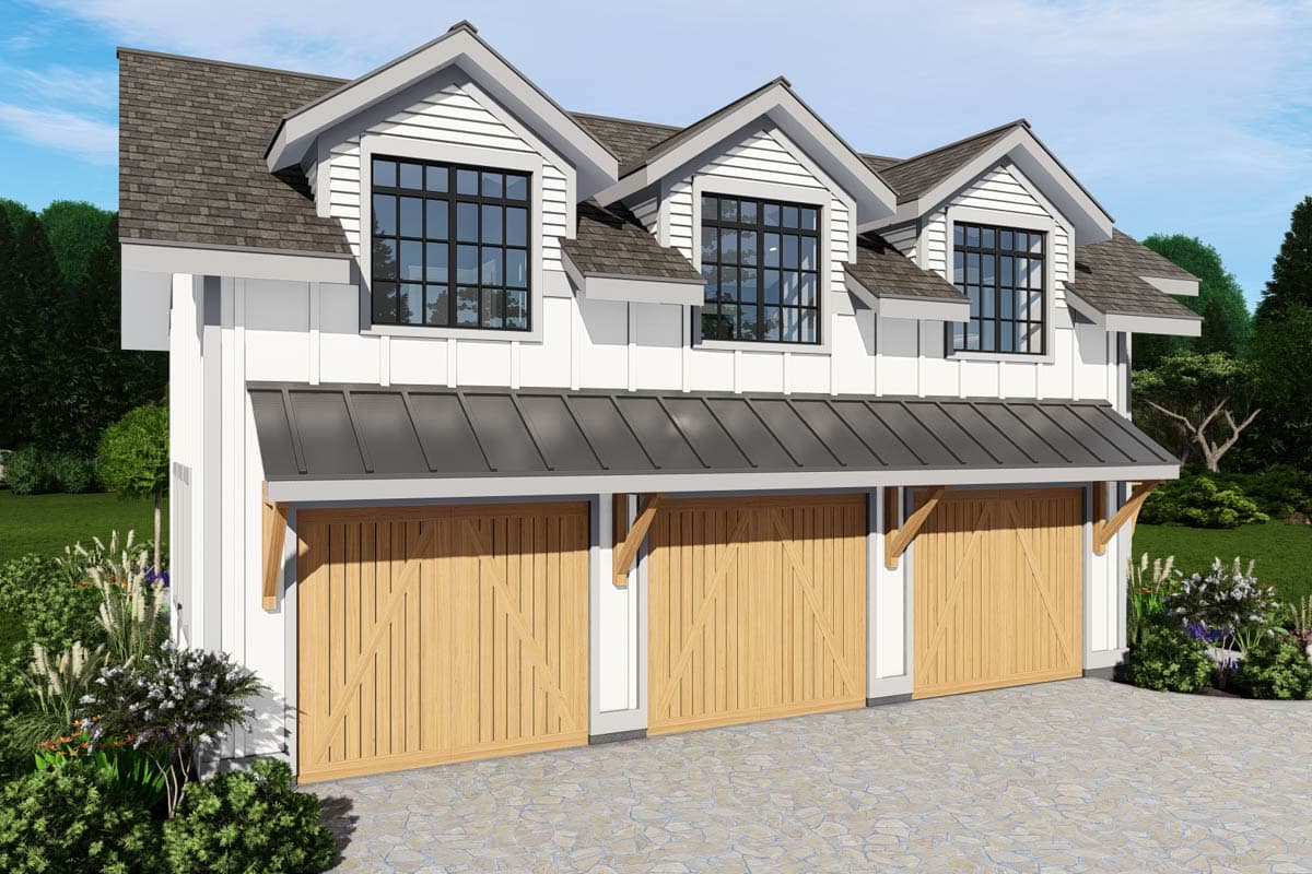 Plan 25448TF: New American Garage Apartment with 1-Bed Attached ...