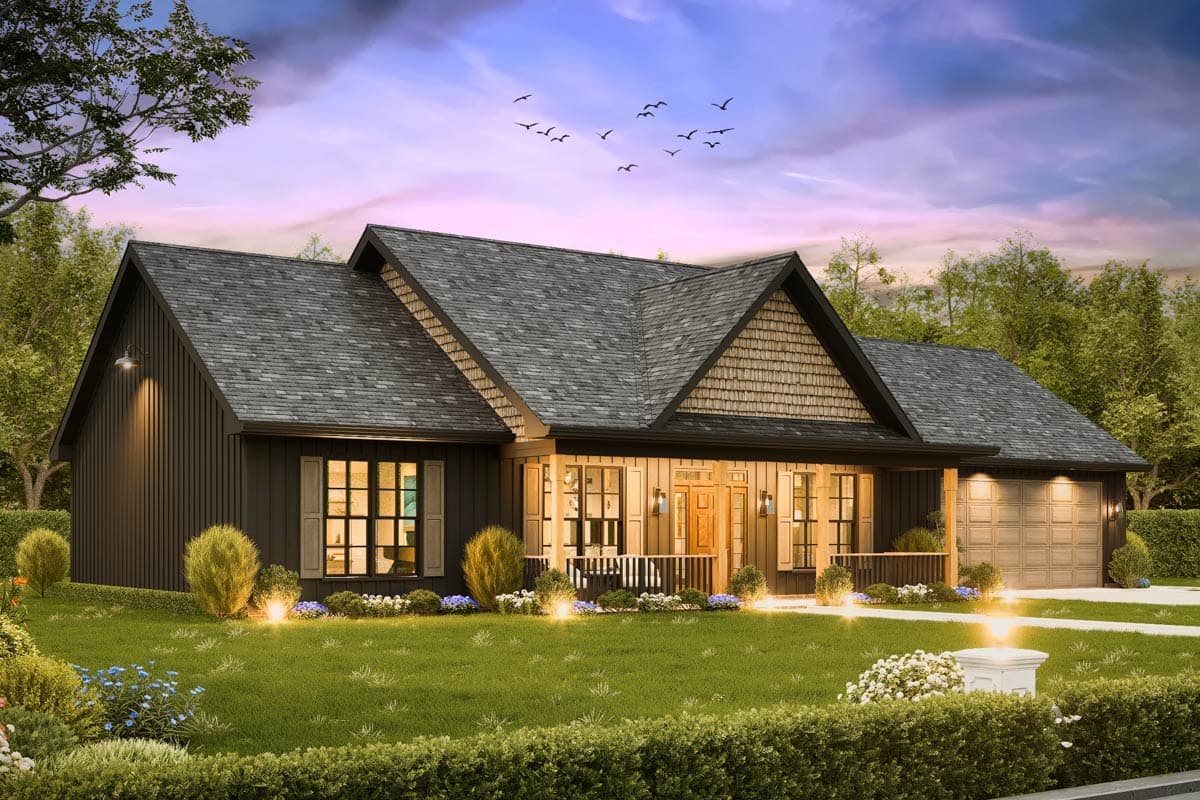 Plan 25879GE: Single-Story New American Ranch House Plan with Clustered ...