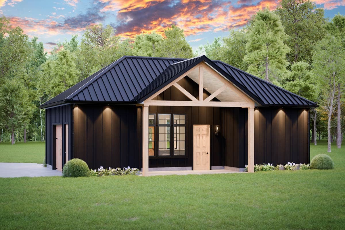 Plan 911057JVD: Modern Barndominium-Style Plan with Golf Simulator and ...