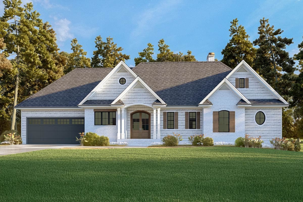 Plan 24422TW: 4 Bed Cottage Plan with Vaulted Great Room - 3070 Sq Ft