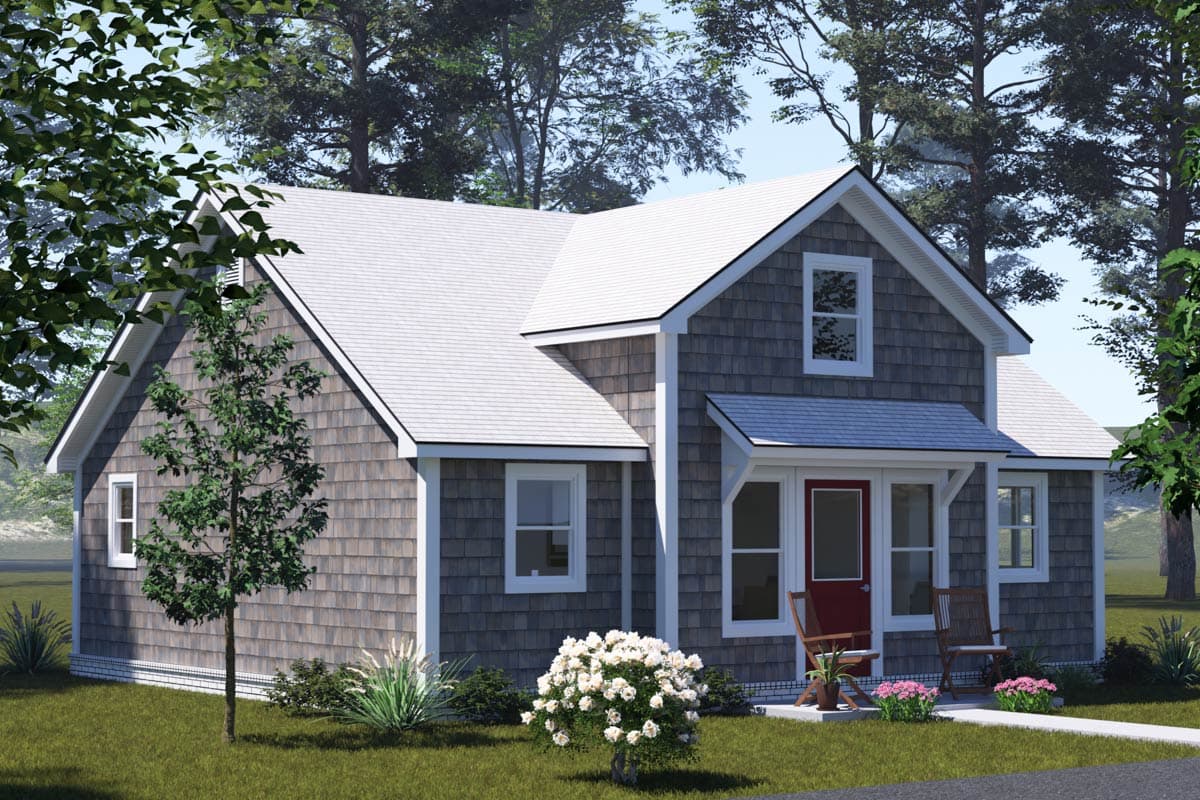Plan 52439WM: Charming 2-Bedroom Cottage with Vaulted Great Room and Study