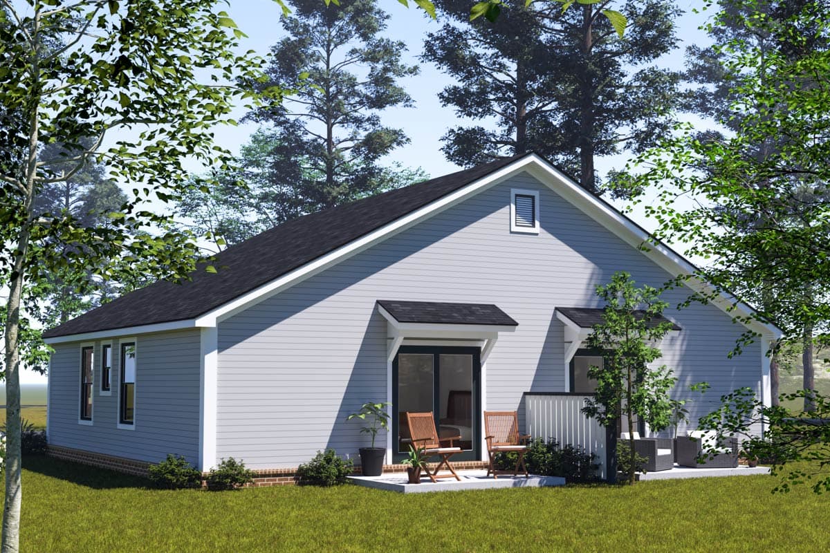 Plan 52442WM: Cozy 2-Bedroom Duplex with Vaulted Living Rooms and Rear ...