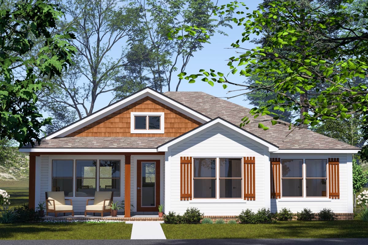 Plan 52443WM: Charming 3-Bed Cottage-Style Plan with Vaulted Living and ...