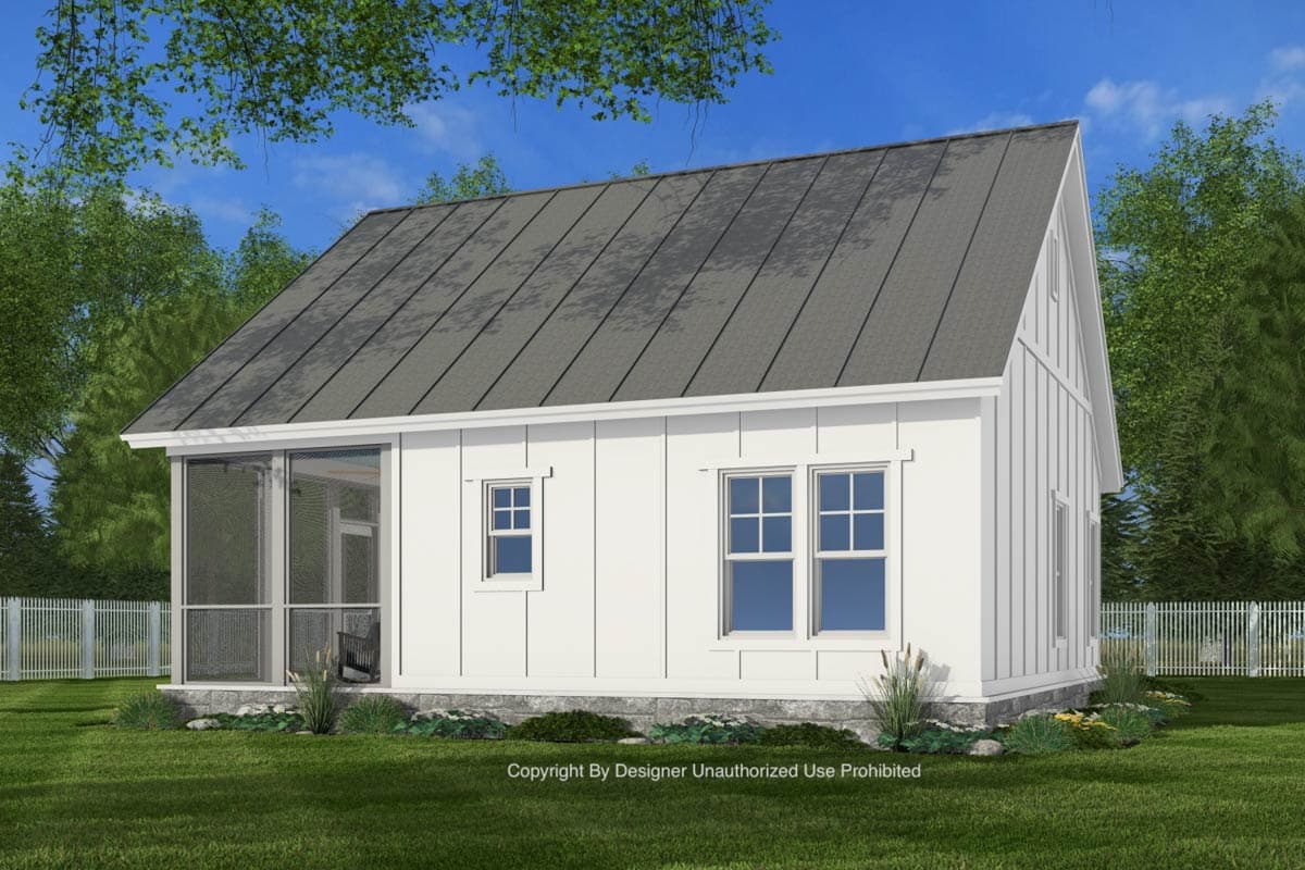 Plan 140023RK: Charming Cottage with Spacious Front Porch and Screened Room
