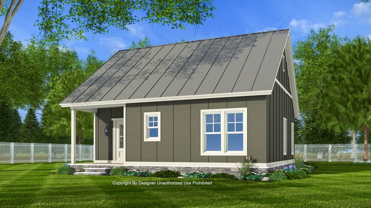 Plan 140027RK: 1-Bedroom Cottage Plan with Inviting Porches